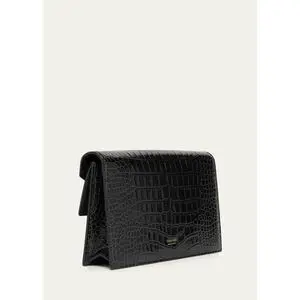 TOM FORD Small Croc-embossed Leather T-clasp Clutch Bag - Black