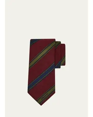 FERRAGAMO Multi-stripe Logo Silk Tie Blue Medium