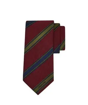 FERRAGAMO Multi-stripe Logo Silk Tie Blue Medium