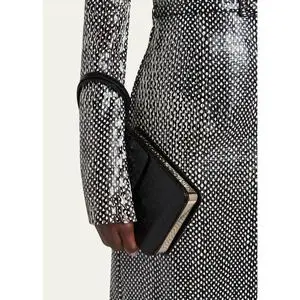 TOM FORD Frame Croc-embossed Leather Vertical Clutch