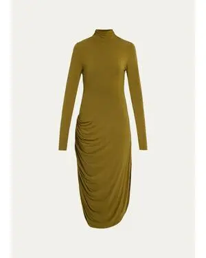 Proenza Schouler White Label Imogen Draped Turtleneck Dress - Olive