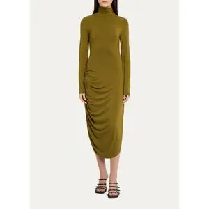 Proenza Schouler White Label Imogen Draped Turtleneck Dress - Olive