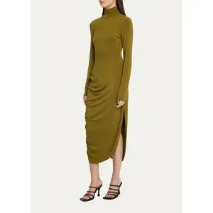 Proenza Schouler White Label Imogen Draped Turtleneck Dress - Olive