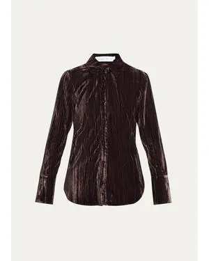 Proenza Schouler White Label Madi Crinkled Button-front Top
