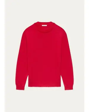 Helmut Lang Cotton Lettuce-trim Crewneck Sweater - Red