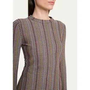Gabriela Hearst Pons Cashmere-silk Striped Houndstooth Crewneck Sweater