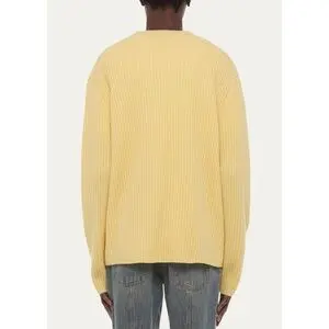 Helmut Lang Wool Ribbed Crewneck Cardigan
