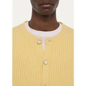 Helmut Lang Wool Ribbed Crewneck Cardigan