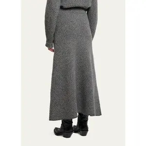Gabriela Hearst Camden Cashmere Speckled Herringbone Maxi Skirt