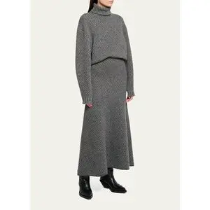 Gabriela Hearst Camden Cashmere Speckled Herringbone Maxi Skirt