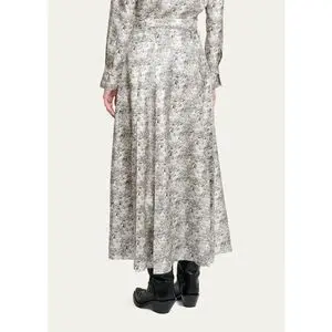 Gabriela Hearst Dugald Button-front Pleated Silk Midi Skirt With Belt