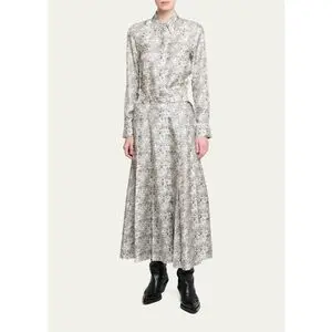 Gabriela Hearst Dugald Button-front Pleated Silk Midi Skirt With Belt