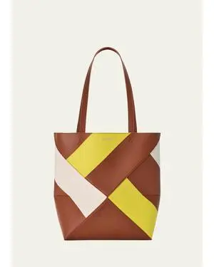 Loewe Puzzle Fold Geometric Colorblock Leather Tote Bag