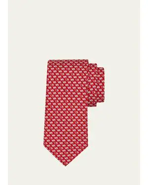 FERRAGAMO Gancio-elephant Silk Tie - Rosso