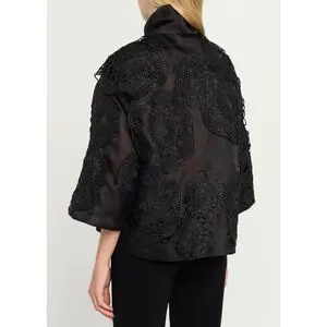 Akris Anemone Embroidered Silk Organza Zip Jacket