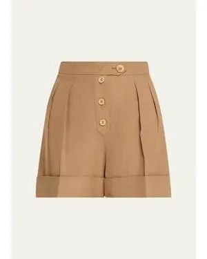 Valentino Garavani Pleated Linen Tailored Shorts