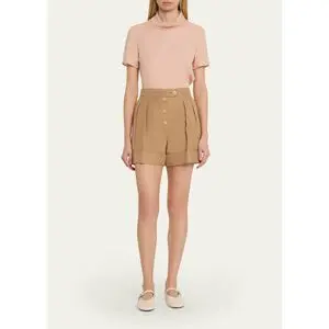 Valentino Garavani Pleated Linen Tailored Shorts
