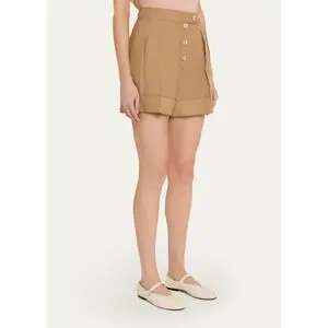 Valentino Garavani Pleated Linen Tailored Shorts
