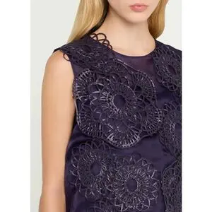 Akris Anemone Embroidered Silk Organza Sleeveless Blouse