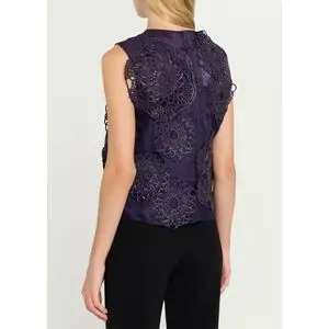 Akris Anemone Embroidered Silk Organza Sleeveless Blouse