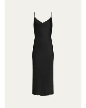 L'Agence Seridie Mid-length Silk Slip Dress - Black