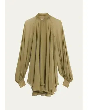 Prabal Gurung Silk Georgette Oversized Trapeze Blouse