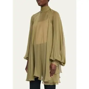 Prabal Gurung Silk Georgette Oversized Trapeze Blouse