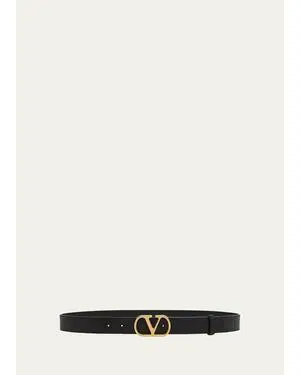 Valentino Garavani Vlogo Signature Leather Belt 30mm - Black