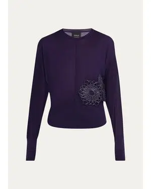 Akris 3d Woven Appliqué Cashmere-silk Dolman-sleeve Sweater - Viola