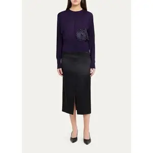 Akris 3d Woven Appliqué Cashmere-silk Dolman-sleeve Sweater - Viola