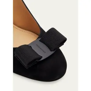 FERRAGAMO 95mm Vibily Bow Suede Slingback Pumps