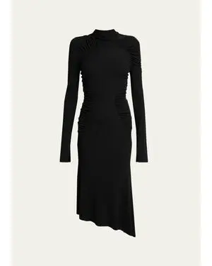 Victoria Beckham High-neck Contour-ruched Midi Dress