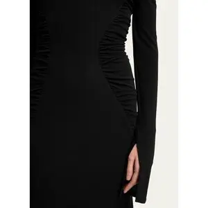Victoria Beckham High-neck Contour-ruched Midi Dress