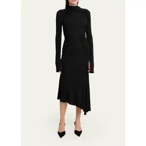 Victoria Beckham High-neck Contour-ruched Midi Dress