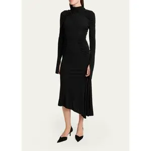 Victoria Beckham High-neck Contour-ruched Midi Dress