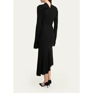 Victoria Beckham High-neck Contour-ruched Midi Dress