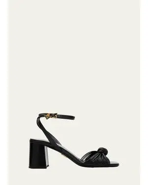 Prada 65mm Knotted Leather Block-heel Sandals