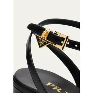 Prada 65mm Knotted Leather Block-heel Sandals
