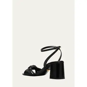 Prada 65mm Knotted Leather Block-heel Sandals