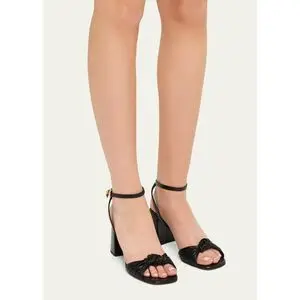 Prada 65mm Knotted Leather Block-heel Sandals