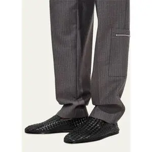 Bottega Veneta Palazzo Intrecciato Leather Square-toe Slippers