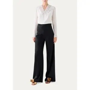 Akris Lace V-neck Long-sleeve Blouse