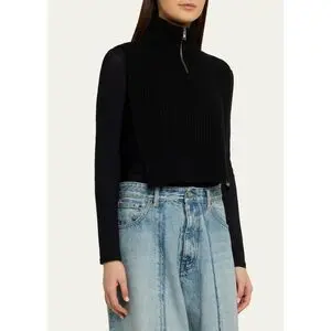 MAISON MARGIELA Cropped Wool-blend Sweater Vest - Black