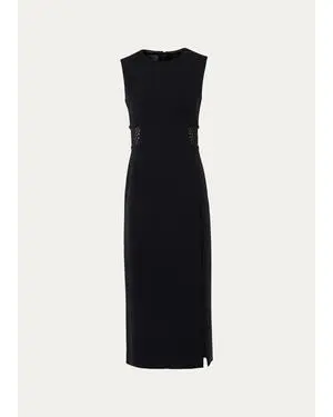 Akris Sleeveless Lace-inset Wool Double-face Midi Dress - Black