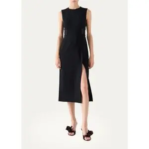 Akris Sleeveless Lace-inset Wool Double-face Midi Dress
