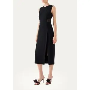 Akris Sleeveless Lace-inset Wool Double-face Midi Dress
