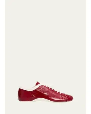 Dries Van Noten Leren Glossy Eel-effect Leather Slim Sneakers