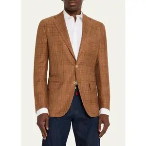 Kiton Cashmere Linen Plaid Sport Coat