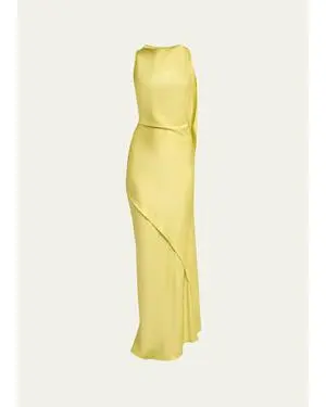 Victoria Beckham Sleeveless Draped Satin Gown