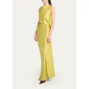 Victoria Beckham Sleeveless Draped Satin Gown